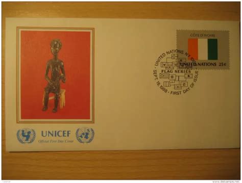 C TE D Ivoire New York 1988 FDC Cancel Unicef Coque Nations Unies Un Ny