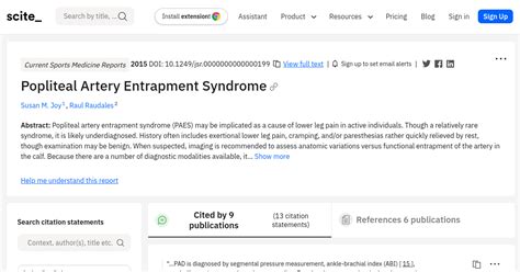 Popliteal Artery Entrapment Syndrome [scite Report]
