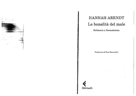 La Banalità Del Male Harendt Docsity