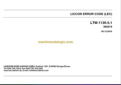 Liebherr Ltm1130 5 1 Liccon Error Code Machine Catalogic
