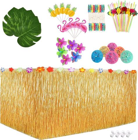 Hawaiian Luau Table Skirt Set Hawaiian Tropical Party Decorations Luau