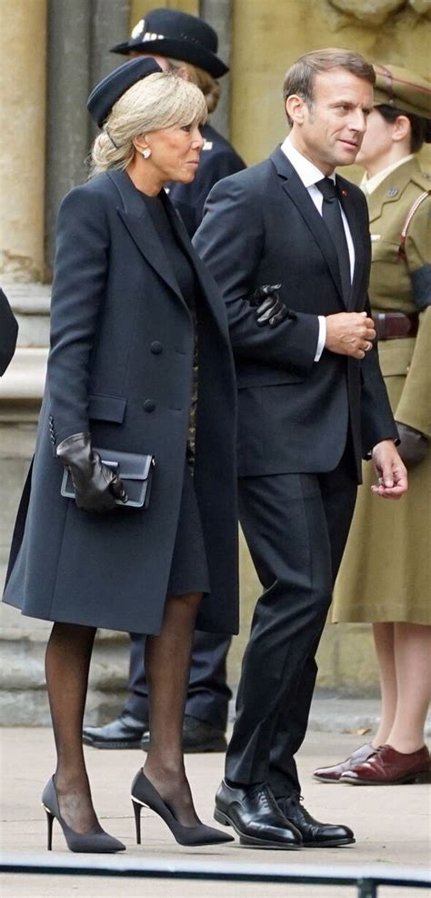 Brigitte Macron French Presidents Wife Wears High Heels To Queens Funeral Uk