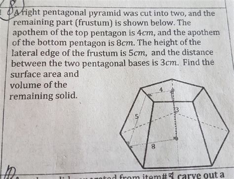 Solved Pa Right Pentagonal Pyramid Was Cut Into Two And The