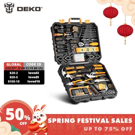 Deko 168pcs/208pcs Hand Tool Edc. Woodworking Multi Tools With Tool Box ...