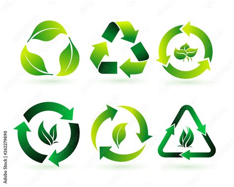 Set Of Recycle Biodegradable And Compostable Concept Of Reduce Reuse