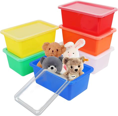 Plastic Storage Bins With Lids 6 Pack Stackable Storage Containers 5 Qt Clear