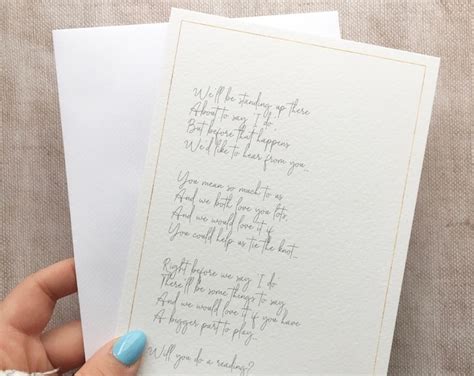 Will You Do A Reading Poem Print Wedding Ceremony Poem Wedding Party T 5x7 Print Mum Dad