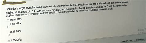 Solved Consider A Single Crystal Of Some Hypothetical Metal That Has