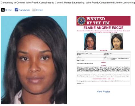 Elaine Angene Escoe Lands On Fbis Most Wanted List Over