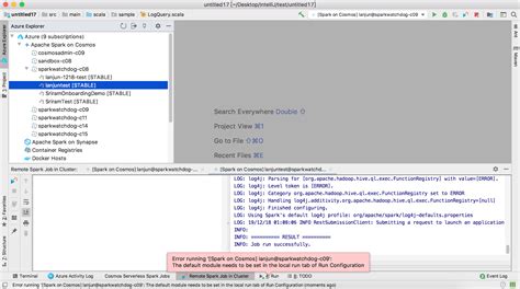 Intellij Eap Spark On Cosmos Failed To Run Spark Console By Right
