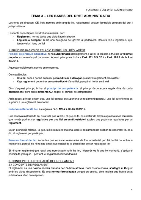Tema 3 Tema 3 Fonaments Del Dret Administratiu Profesora Mariola