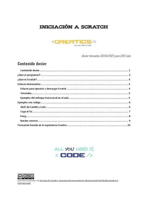 Iniciación A Scratch Pdf Scratch Lenguaje De Programación