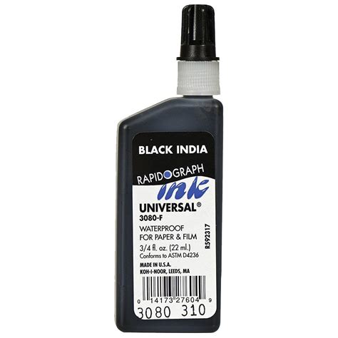 Koh I Noor Universal Black Drawing Ink 3 4 Oz Bottle