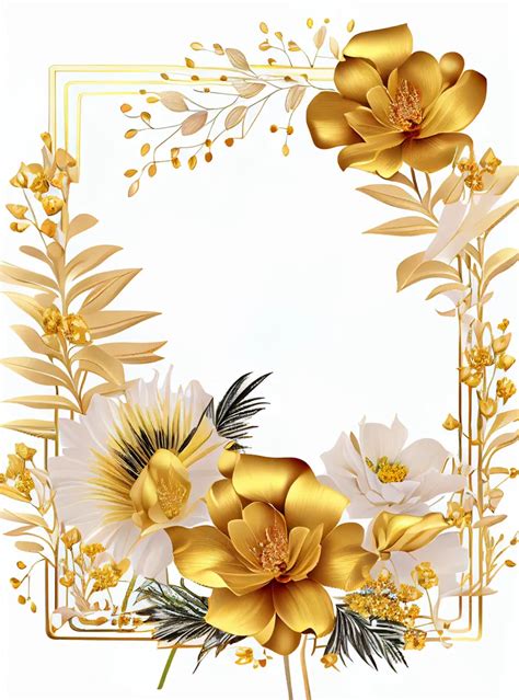Gold Flower Frame Design Free Vector Download Flower Frame Floral