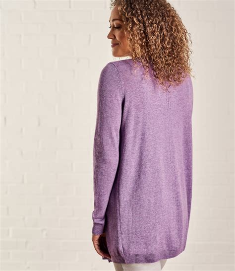 Lavender Marl Womens Cashmere And Merino Waterfall Cardigan Woolovers Uk