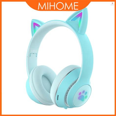 Tai nghe chụp tai không dây L550 hình tai mèo 7 màu gấp gọn được BT5 0