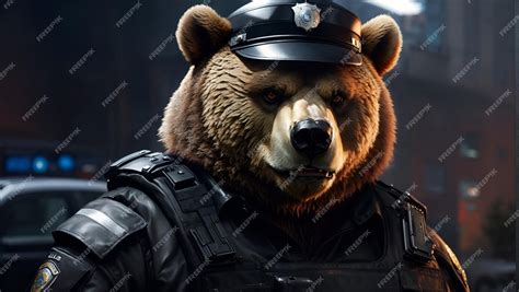 Premium Photo Portrait Of An Angry Bearportrait Of An Angry Bear Cop