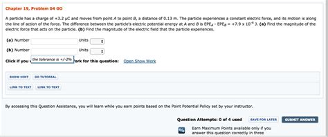 Solved A Particle Has A Charge Of 3 2 Mu C And Moves From Chegg Com