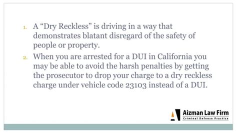Dry Reckless Vehicle Code 23103 Ppt