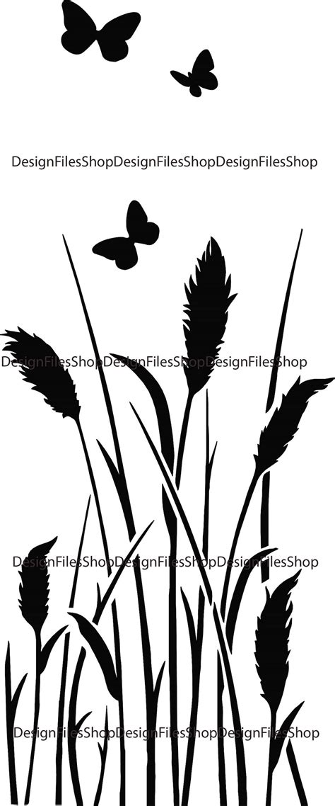 Reeds Grasses Svg Dxf Png Butterfly Plotter Dxf Laser Plasma Cutting