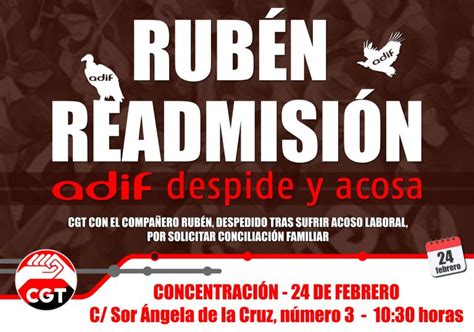 Concentración en Madrid por la readmisión de Rubén en ADIF Oficinas