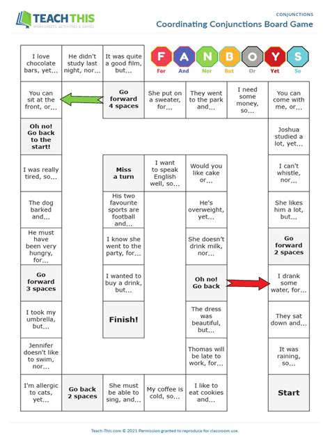 Coordinating Conjunctions Board Game 2 Pdf Drink Liquids
