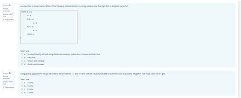 Solved Question 5 An Algorithm Is Shown Below Which Of The Chegg