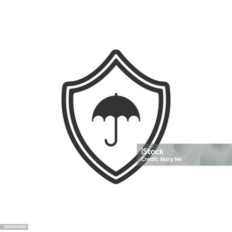 Perisai Dan Logo Keamanan Payung Simbol Perlindungan Dan Keamanan