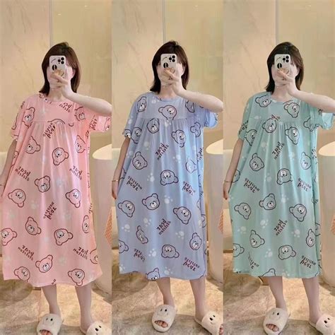 Jual [daster Korea Spandek Baju Tidur Dewasa Bermotif Cute Cartoon] Shopee Indonesia