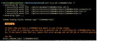 generating sdl for model fails because the mode s type doesn t exist