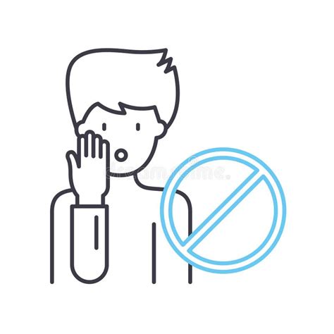 Avoid Touching Face Line Icon Outline Symbol Vector Illustration