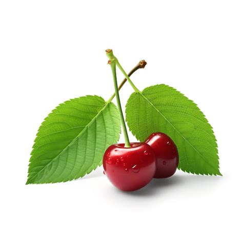 Fresh And Tasty Cherry Leaves Isolated On White Background Premium Ai Generated Image