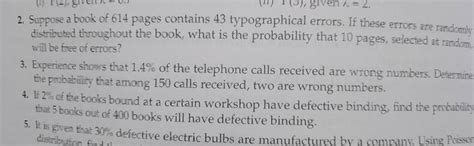 2 Suppose A Book Of 614 Pages Contains 43 Typographical Errors If These