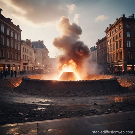 City Explosion Crater Stable Diffusion Online