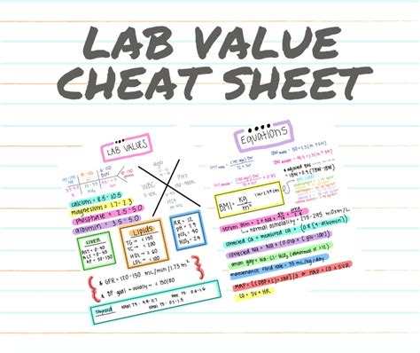 Lab Values Cheat Sheet Etsy