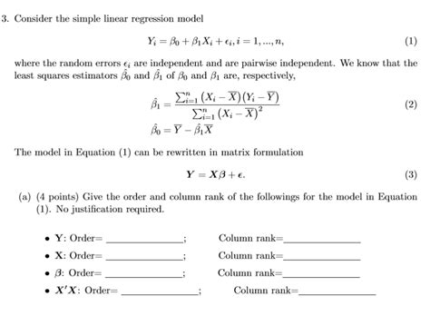 Solved 3 Consider The Simple Linear Regression Model Y 3d