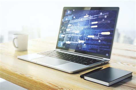 Premium Photo Modern Computer Monitor With Abstract Programming
