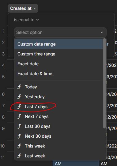 Create A Table Filter To Only Show Rows With A Date Within 7 Days