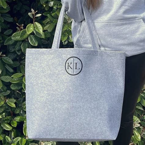 Personalised Initial Felt Tote Bag Custom Monogrammed Everyday Tote