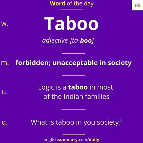 Taboo Meaning In English And Examples English Phrases Idioms