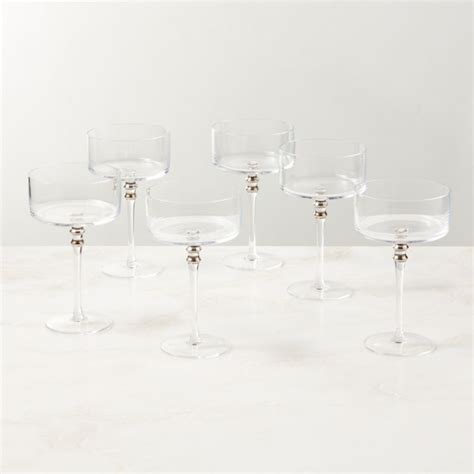 Olivia Clear Coupe Glasses Set Of 6 Cb2