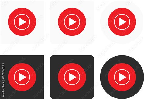 Youtube Music Logo Icon Set Audio Streaming And Music Player Symbols