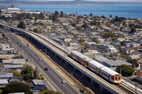 Photo Aerial Shot Of The San Francisco Bay Area Rapid Transit The Train