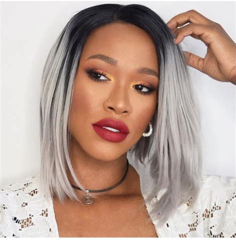 Straight Short Hair Ombre Bob Wig Side Part Synthetic Wigs For Women