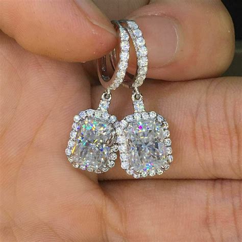 200 Ct Echt Moissanit Ohrring Damen Ohrring Drop Baumeln Etsy De