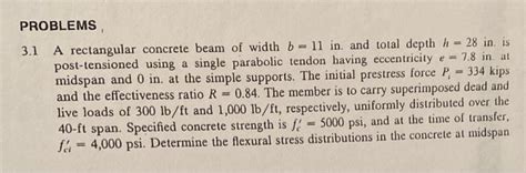 Solved PROBLEMS A Rectangular Concrete Beam Of Width Chegg