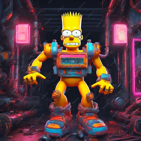 Bart Simpson Hermoso Estilo Neon Ambiance Abstract Black Oil Gear Mecha