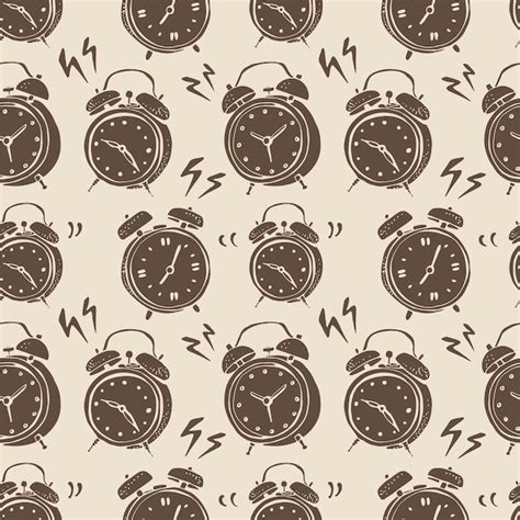 Premium Vector Seamless Vector Pattern With Hand Drawn Ringing Alarm Clocks