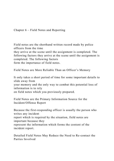 Chapter 6 Field Notes And Reportingfield Notes Are T Docx