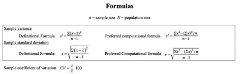 SOLVED Sample Size N Population Size Sample Variance Definitional Formula Sample Standard